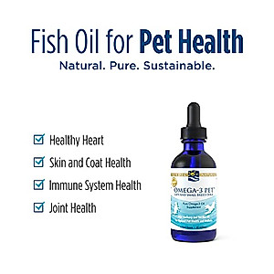 Nordic Naturals Omega-3 Pet, Unflavored - 2 oz - 304 mg Omega-3 Per One mL - Fish Oil for Small Dogs & Cats with EPA & DHA - Promotes Heart, Skin, Coat, Joint, & Immune Health
