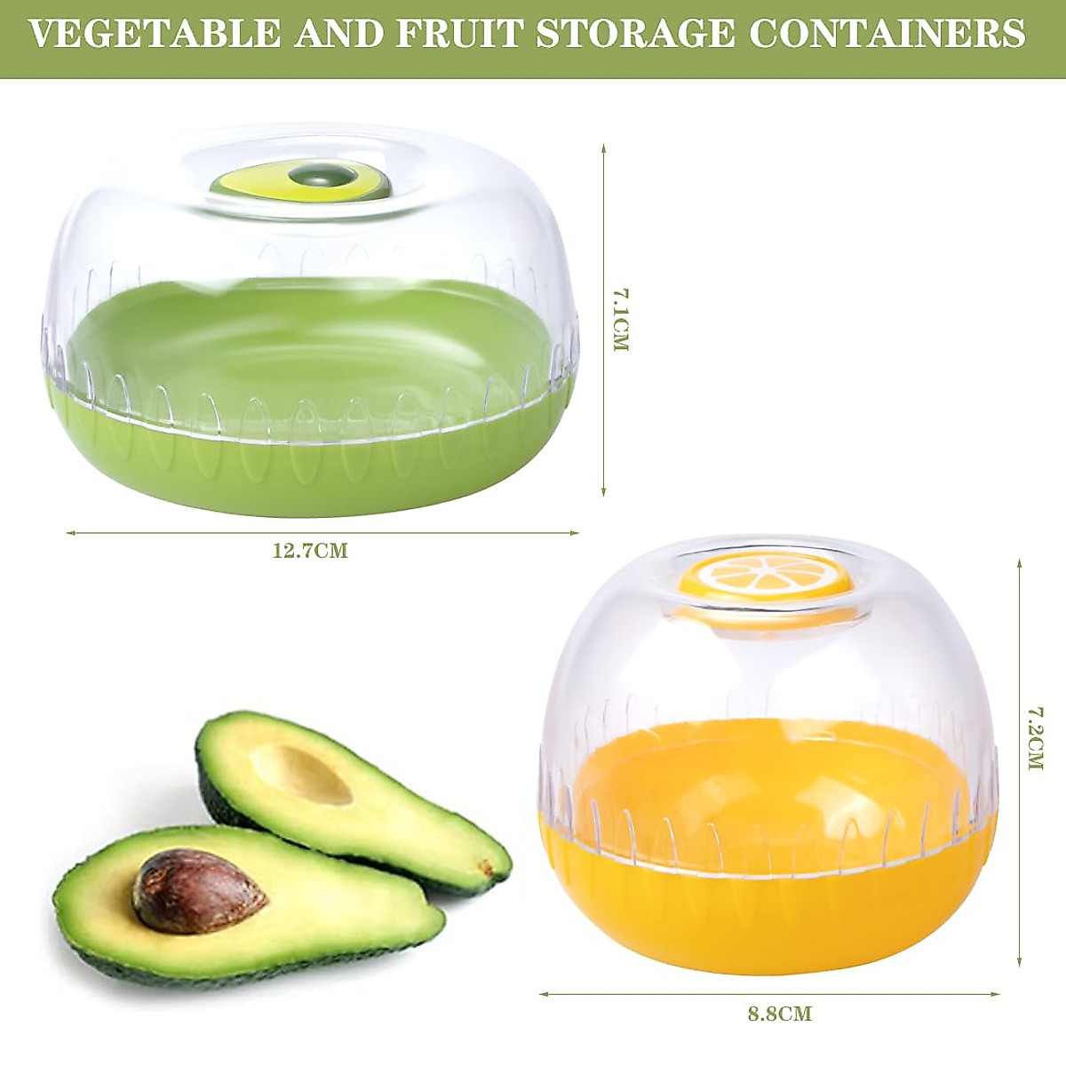 LINXIU Vegetable and Fruit Storage Containers for Fridge Reusable Lemon Holder Organizer Avocado Shaped Storage Food Saver Keepers 2 Pack