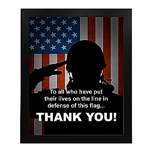 To All Who Have Defended This Flag - Thank You Patriotic Wall Art Poster, This American Flag Wall Art Poster Print Is Ideal For Home, Office, & School Patriotic Wall Decor Unframed -8x10"