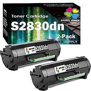 (2 Pack) Green Toner Supply Compatible Replacement for Dell S2830dn S2830 Toner Cartridge 2xBlack Work for Dell S2830dn S2830 Printer