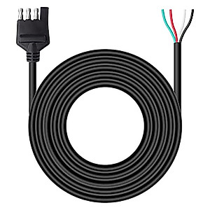 Zimuqi 4 Way 10 Feet Flat Trailer Connector Jacketed Cable Heavy Duty Extension Standard 4 Pin Trailer End Wiring Harness Adapter 18AWG Color-Coded Red Copper Wires Trailer Hitch Wiring (10Feet)