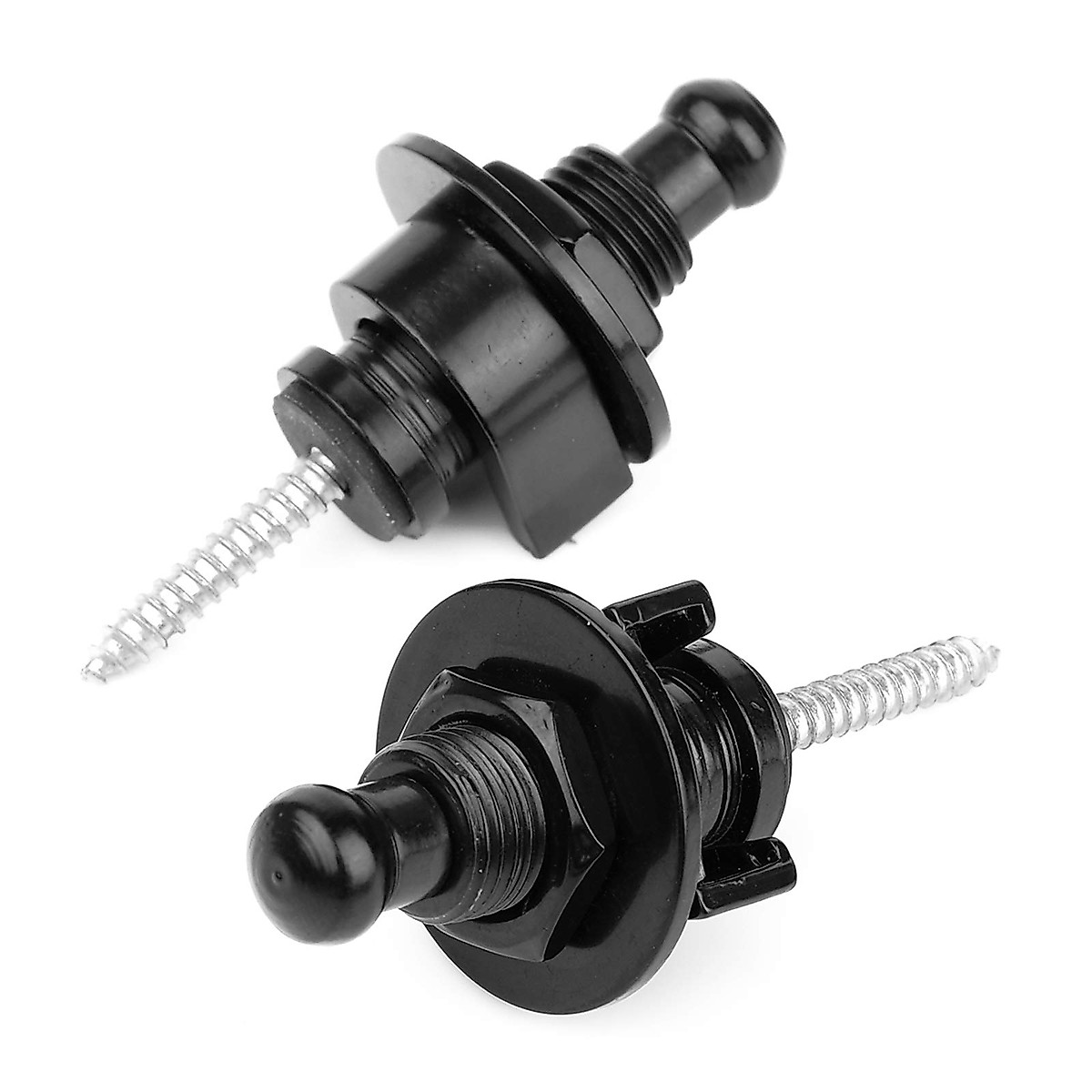 Eison Guitar Strap Locks and Buttons Security Quick Release Straplocks Strap Retainer System Nickel (2 Pieces Pack) (Black)