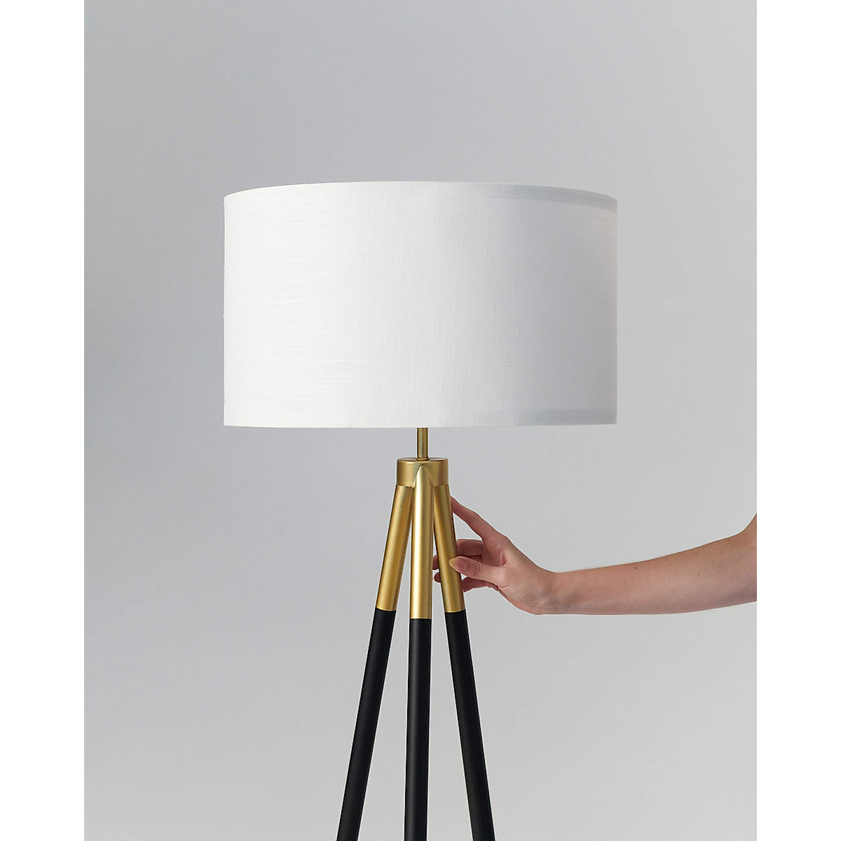 Brightech Levi LED Floor Lamp, Great Living Room/Farmhouse Décor, Black-and-Gold Tripod Lamp for Living Rooms & Offices, Tall Lamp with LED Bulbs, Standing Lamp for Bedroom Reading