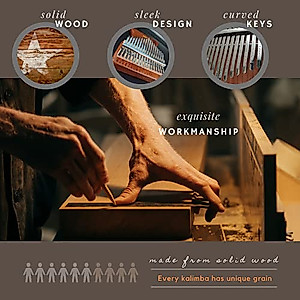 Harmonyx Kalimba 17 key Thumb Piano w Engraved Notes - hand piano complete kit with soft case, well tuned, ideal set for self, children and adults (Round Hole, Walnut)
