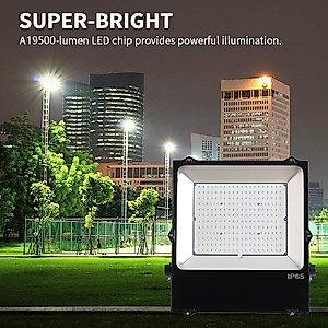 OSTEK 150W LED Flood Light, 21000LM Outdoor Commercial Lighting IP65 Waterproof，450W HPS Equivalent, Daylight 5000K, Security Floodlight for Home, Backyard, Patio, Garden ETL DLC (150)