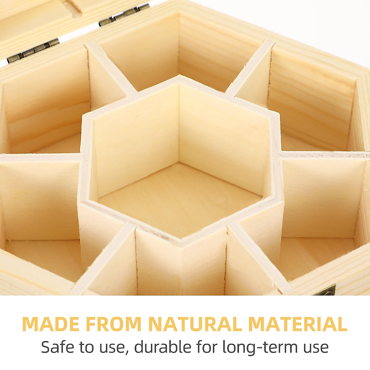 Healifty Necklace Box Unfinished Wooden Box Hexagon Jewelry Organizer Box 7 Compartments Trinket Box Treasure Storage Box for Bracelet Necklace Jewelry Storage Jewelry Box Small