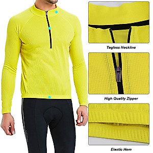 CATENA Men's Cycling Jersey Long Sleeve Shirt Running Top Moisture Wicking Workout Sports T-Shirt Grey