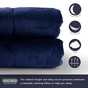 Weighted Blanket - 60"x80" - 15-lbs - Queen/King Size Bed - No Cover Required - for 110-150-lb Adult - Heavy Adult Comforter - Premium Glass Beads - Calming Stimulation Sensory Relaxation - Navy Blue