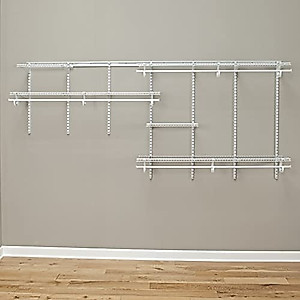 ClosetMaid ShelfTrack Wire Closet Organizer System Adjustable from 7 to 10 Ft, with Shelves, Clothes Rods, Hardware, Durable Steel, White, 7 ft ft