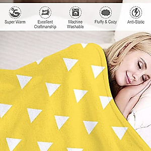 Demon Slayer Anime Zenitsu Throw Blanket Utra Soft Fade Resistant Bedding 50in x60in Japanese Anime Flannel Blanket for Couch Sofa Bed Office Outdoor Yellow Blanket