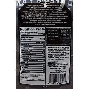No Man’s Land MILD Beef Jerky High Protein Low Calorie Low Carb Beef Snack 16oz Bag
