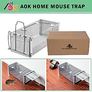 AOK Home Mouse Trap Rat Trap Rodent Trap Live Catch Cage Easy to Set Up and Reuse 11x6x4.5 inch