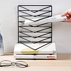 XINFULL 4 Pack Triangle File Storage Holder Racks Iron Desktop Magazine Organizer Metal Newspapers Folders for Office Table Desk Bookshelf Home Decoration, Black