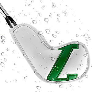 Barudan Golf Iron Club Head Covers set Headcovers for Callaway Ping S5 - Big Colorful Number - Long Neck - Black Pu Leather fits Small Standard Oversized Golf Clubs 10pcs/Pack (White+Color Number)