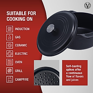 Victoria 7-Quart Cast Iron Dutch Oven with Lid and Dual Loop Handles, Seasoned with Flaxseed Oil, Made in Colombia, Black