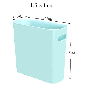 Youngever 1.5 Gallon Slim Trash Can, Plastic Garbage Container Bin, Small Trash Bin with Handles for Home Office, Living Room, Study Room, Kitchen, Bathroom (2 Pack Mint)