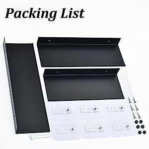 Wisfame Floating Shelves for Wall Set of 3, Black Metal Wall Shelves for Bathroom 11.8/13.8/15.7 in, Modern Small Adhesive Shelf for Living Room, Bedroom, Office, Kitchen