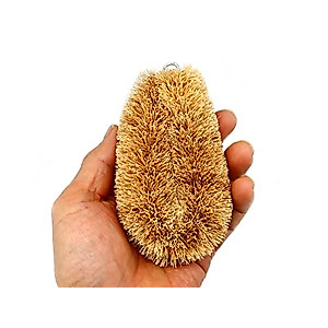 Okuda Tawashi Vegetable Scrub Brush Set of 2, Slim Type, Japanese Design, Natural Palm Fibers, Veggies and Household use with Wire Hanging Loop