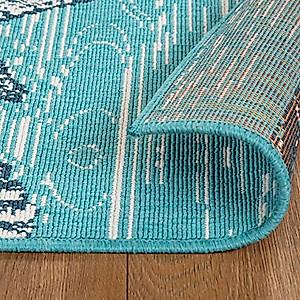 BNM Tropical Leaves Coastal Palm Indoor/Outdoor Area Rug, Sturdy Jute Backing, Perfect for Patio, Backyard, Playroom, Kitchen, Bedrooms, Deck, Dining Room, and Entryway, Pet Friendly, 8' x 10'