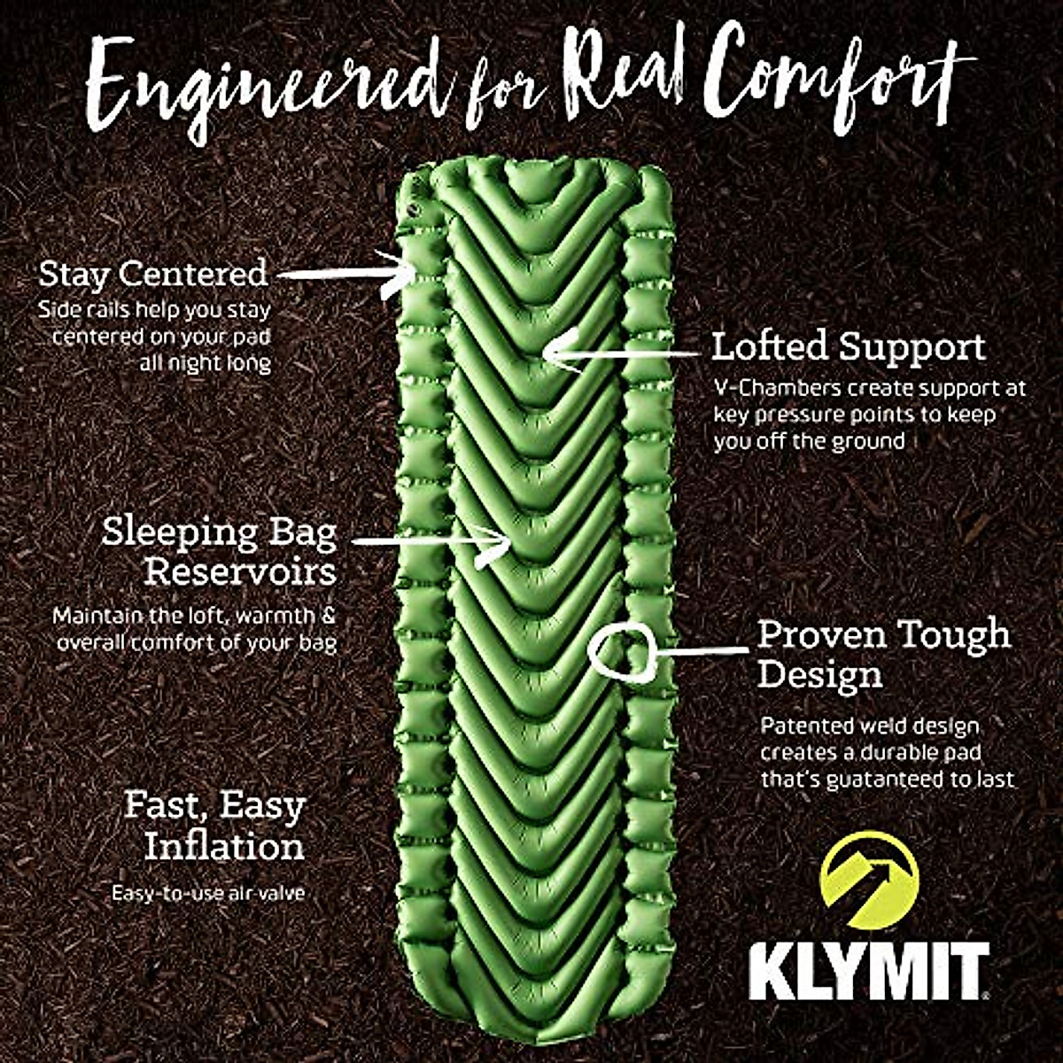 Klymit Static V Inflatable Sleeping Pad for Camping, Lightweight Hiking and Backpacking Air Bed