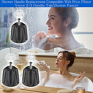 Dreyoo 3 Piece Shower Knob Replacement Compatible with Price/Pfister Verve Tub Shower, Bathtub Faucet Handle Remodel Trim Kit Include 1 Hot 1 Cold 1 Diverter and 3 Screws(Matte Black)