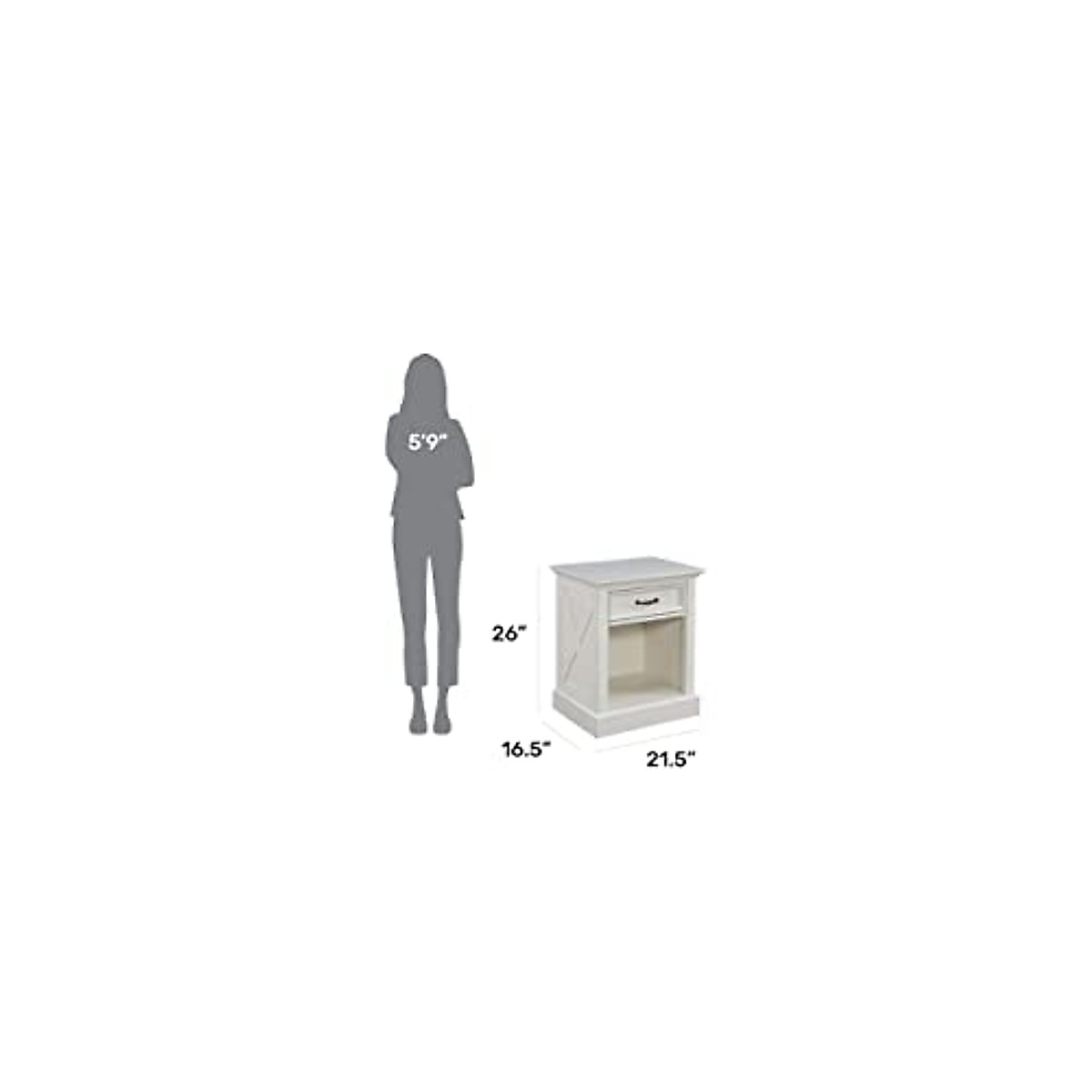 Home Styles Seaside Lodge Nightstand in White Finish, Wide Frame, Plank Top Design with One Drawer and Open Storage, Frame Constructed from Mahogany Wood Solids