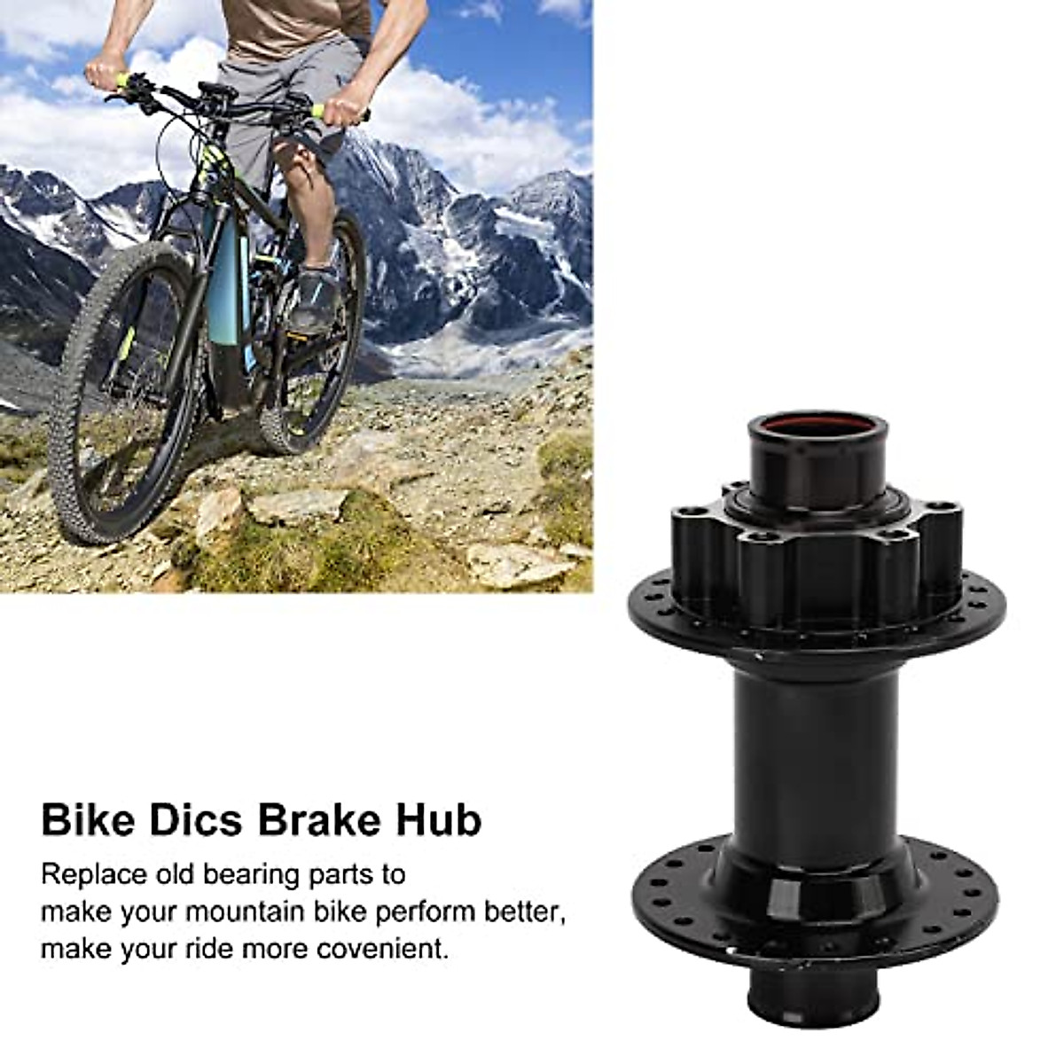 Hub, Mountain Bike Hub Bearing Aluminum Alloy Disc Brake Hub 36 Holes for Road Bike Black