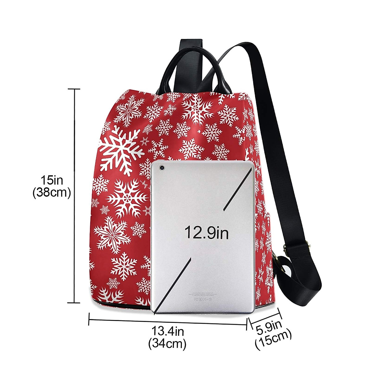 ALAZA Christmas Snowflakes Winter Backpack Purse for Women Anti Theft Fashion Back Pack Shoulder Bag