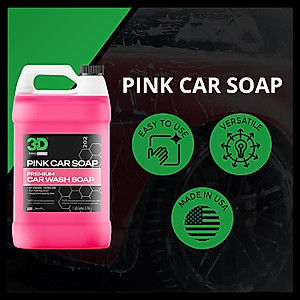 3D Pink Car Wash Soap (1 Gallon) - pH Balanced, Easy Rinse, Scratch Free Car Soap