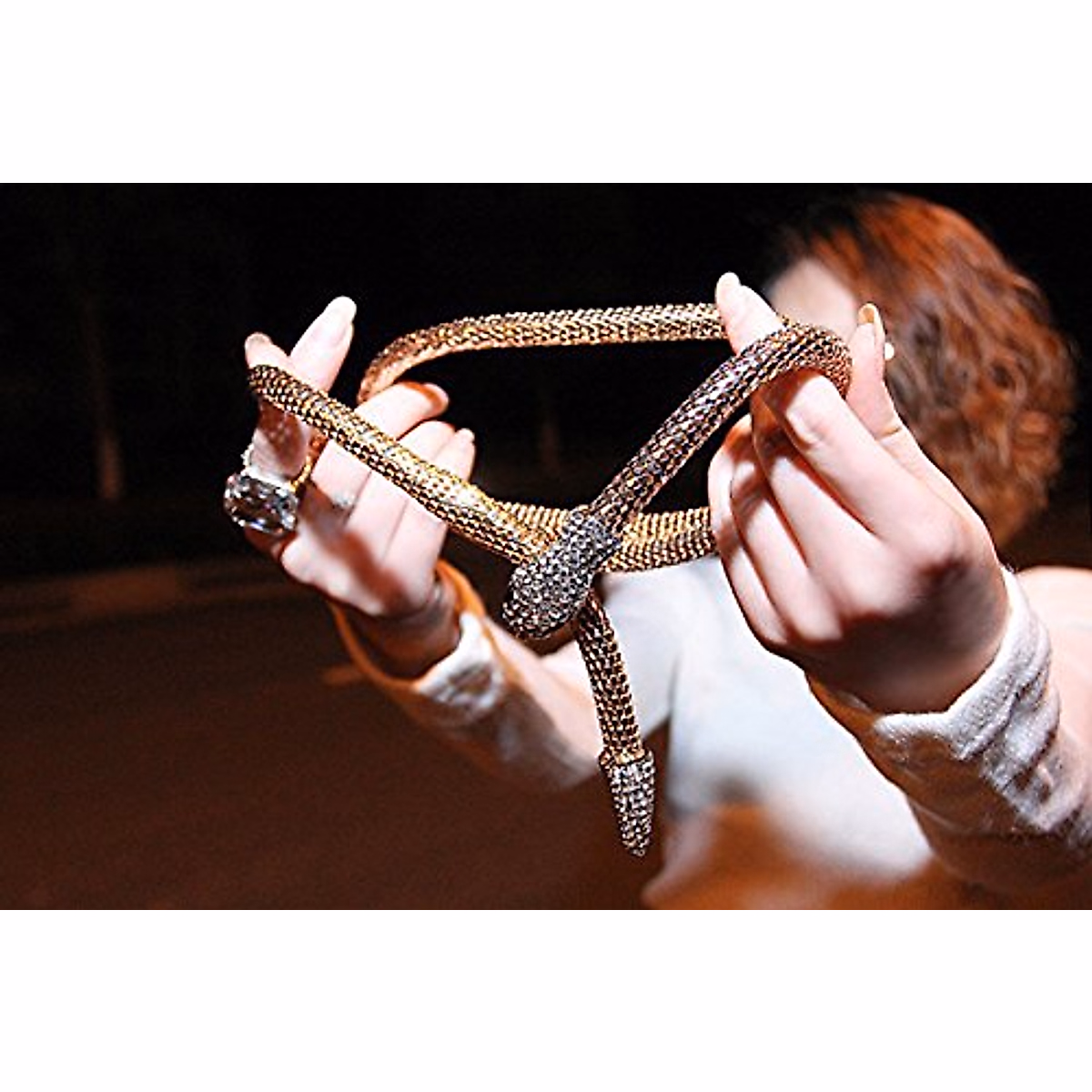 LUREME Flexible Bendable Snake Necklace Adjustable Snake Collar Choker Necklace Snake Waist Chain for Women (nl006311-1)