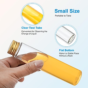 PATIKIL 110ml Test Tubes, 40pcs 5.91x1.34" Plastic Clear Flat Bottom Test Tube Containers with Caps for Bead Party Candy Bath Salt Storage Scientific Experiment Plant Propagation, Gold