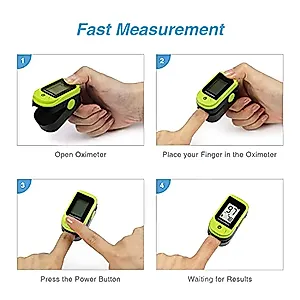 ChoiceMMed Light Green Finger Pulse Oximeter - Blood Oxygen Saturation Monitor - SPO2 Pulse Oximeter - Portable Oxygen Sensor Included Batteries - O2 Saturation Monitor Carry Pouch