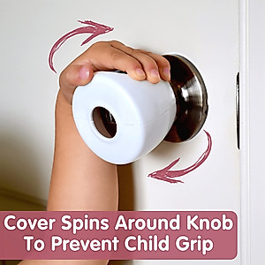 4-Pack Childproof Door Knob Covers - Easy to Install Child Safety Door Knob Cover with No Tools Needed - Reusable, White Baby Proof Door Knob Covers - Door Safety for Kids Made Easy by Wittle