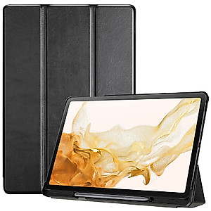 ProCase Cover for Galaxy Tab S7 Fe Case 2021/Galaxy Tab s8 Plus Case 2022/Galaxy Tab s7 Plus Case 2020 with S Pen Holder, Slim Smart Cover Stand Folio Case -Black