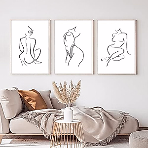 Minimalist Line Wall Art Woman Body Outline Wall Art Prints Women Figure Drawing Painting Body Line Art Wall Decor Female Wall Art Abstract Woman Silhouette Canvas Art Aesthetic 16x24x3 Inch Unframed