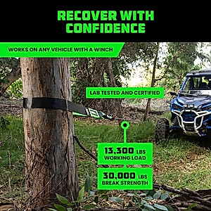Rhino USA Tree Saver Tow Strap (8' x 3") - 31,518lb Break Strength - Heavy Duty Draw String Included - Triple Reinforced Loop Straps - Emergency Off Road Recovery Rope