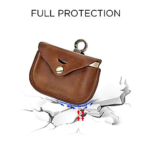 for wf-1000xm3 Case, Personalized wf-1000xm3 Leather case with Carabiner, Genuine Leather Protective Case Cover Shockproof for So-ny WF-1000xm3 Case Wireless Charging Case (Customize, Brown)