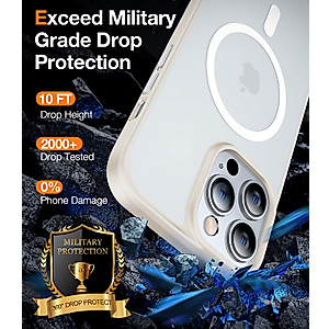 TORRAS Magnetic Designed for iPhone 13 Pro Max Case, [Military Grade Drop Tested] [Compatible with MagSafe] Shockproof Translucent Hard Back Soft Slim Protective Case for iPhone 13 Pro Max, Cream