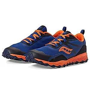 Saucony Peregrine 12 Shield Sneaker, Navy/Orange, 5 US Unisex Big Kid