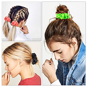 80 Pcs Silk Satin Hair Scrunchies 40 color Hair Bobbles Ponytail Holder Hair Accessories Scrunchy Solid Color Hair Ties