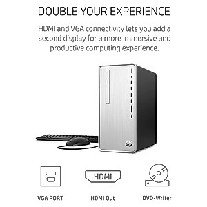 HP Pavilion Desktop PC,AMD Ryzen 5 4600G Processor 6-core Wite Radeon Graphics,12GB DDR4-3200 SDRAM,512GB HD-Windows 10 Home,Multi-Display Capable,5.1 Surround Sound(TP01-1337c),with 5-feet HDMI