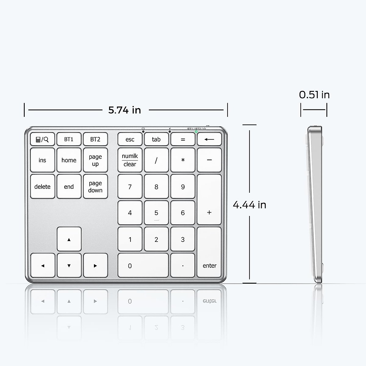 Number Pad for Laptop, iClever Bluetooth Number Pad, USB-C Charge, Aluminum Build, Multi-Device Wireless Number pad for Data Entry, Compatible with Mac, iMac, Tablet, Laptop, PC Desktop
