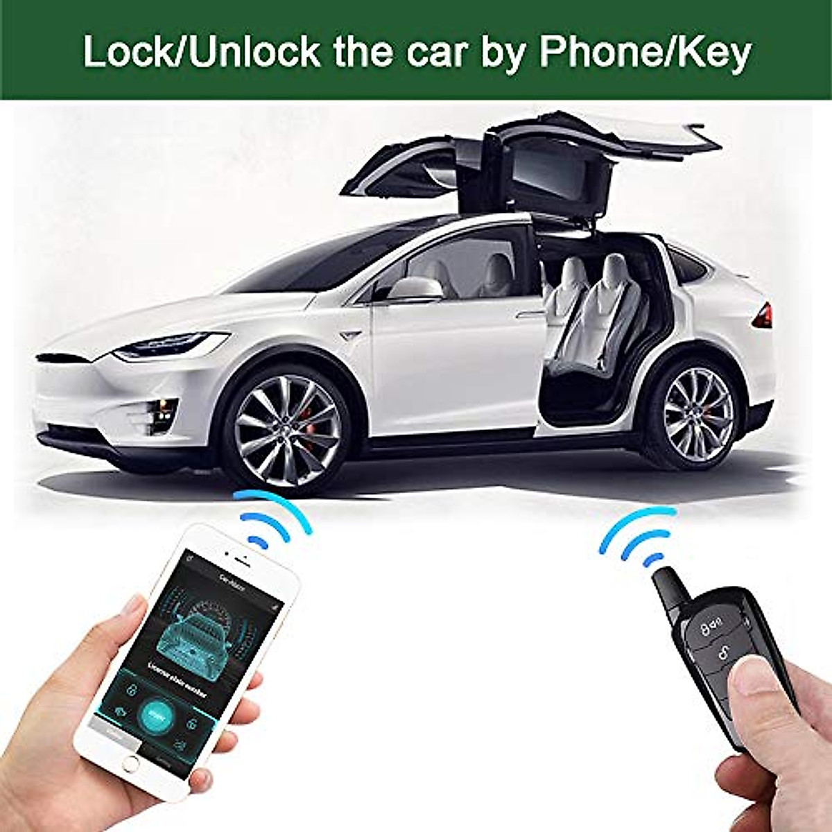 Old Car Upgrade Keyless Entry Close Windows Open Trunk Automatically, 3 Ways Lock/Unlock The Car- Shaking Phone/App Control/Phone Sensor