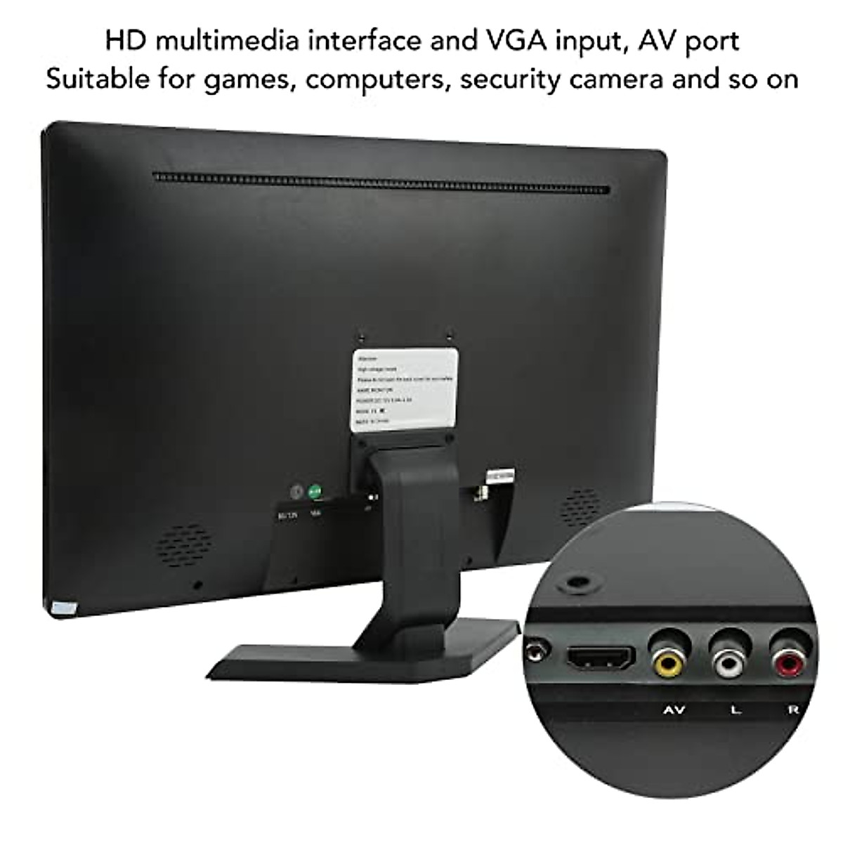 CCYLEZ 21.5inch Gaming Monitor, 16X9 300nits 1080P HD LED Color Screen Display, 1920 X 1080, Built in Speakers, with Remote Control, Support VGA, HDMI, AV, BNC, USB, DC