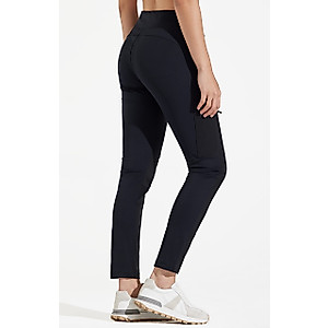 Libin Women's Hiking Leggings Hybrid Cargo Tights Casual Pants High Waisted Athletic Workout Travel Work Joggers, New Black L