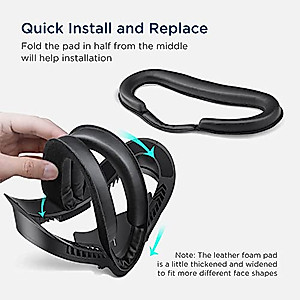 KIWI design Face Cushion Pad Compatible with Quest 2 Accessories (Upgraded Version), Fitness Facial Interface Foam Replacement, with Glasses Spacer and Lens Protector, Air-Circulation Design