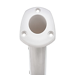 Attwood 12703D1 Plastic Rod Holder — Mounts at 30-Degree Angle, 2 ½-in. Install Hole Diameter, ABS Plastic, White