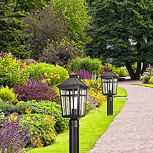 Darkaway Large Outdoor Post Lights Lamp Post Light Fixture, Waterproof Aluminum Housing with Glass, Fence Post Deck Lighting for Garden, Patio, Pathway (Black)