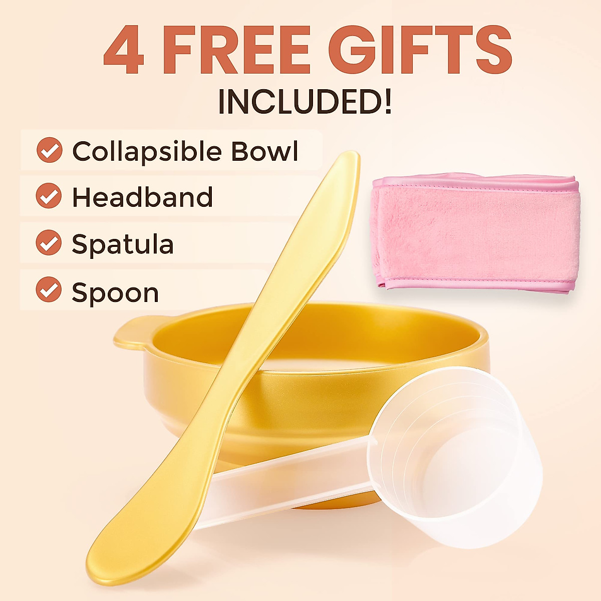 BRÜUN Peel-Off Jelly Mask Hydrating Premium Modeling Rubber Mask Spa Set - 10 Treatments (24k Gold, Lavender, Kiwi, Peppermint, Egyptian Rose, Matcha, Chamomile, Tea tree, Jazmine)