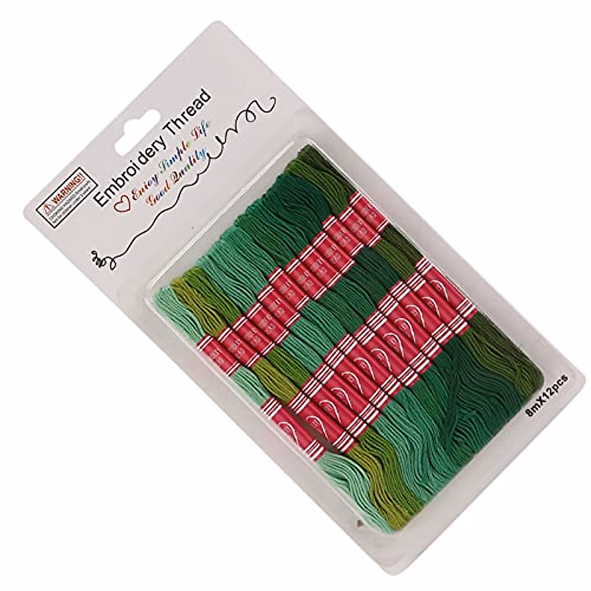 Embroidery Floss Set, Colorful Heavy Duty 12 Strands Polyester Exquisite Craft Tool Family Friend Kids Boys Girls Crafts (Green)